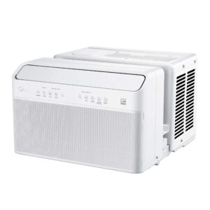 midea u inverter window air conditioner 10,000btu, the first u-shaped ac with open window flexibility, robust installation,extreme quiet, 35% energy saving, wifi,alexa,remote, bracket included (renewed)