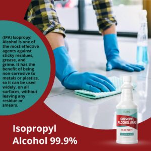 Jermee Isopropyl Alcohol (IPA) 99.9% Purity - USP/Medical Grade - Concentrated Rubbing Alcohol, Made in The USA - 128 oz