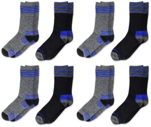 hanes boys 4-pair pack outdoor socks, blue stripe, large us