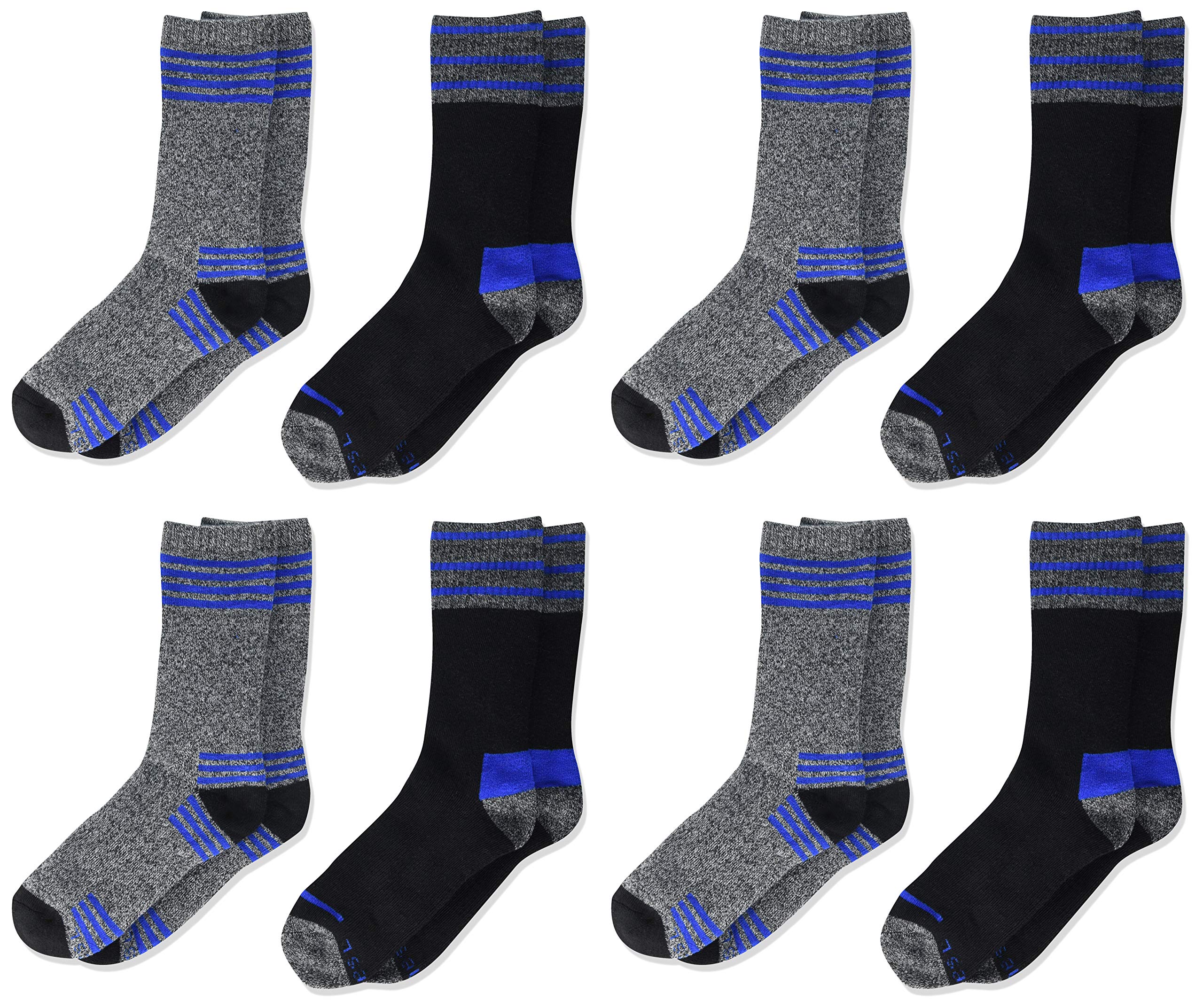 Hanes boys 4-pair Pack Outdoor Socks, Blue Stripe, Large US