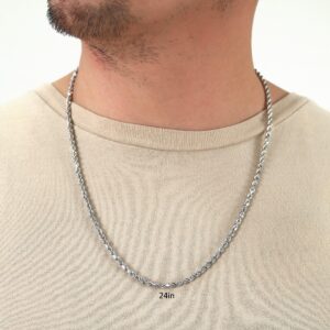 Nuragold 10k White Gold 4mm Rope Chain Diamond Cut Pendant Necklace, Mens Womens Jewelry 18" 20" 22" 24" 26" 28" 30"