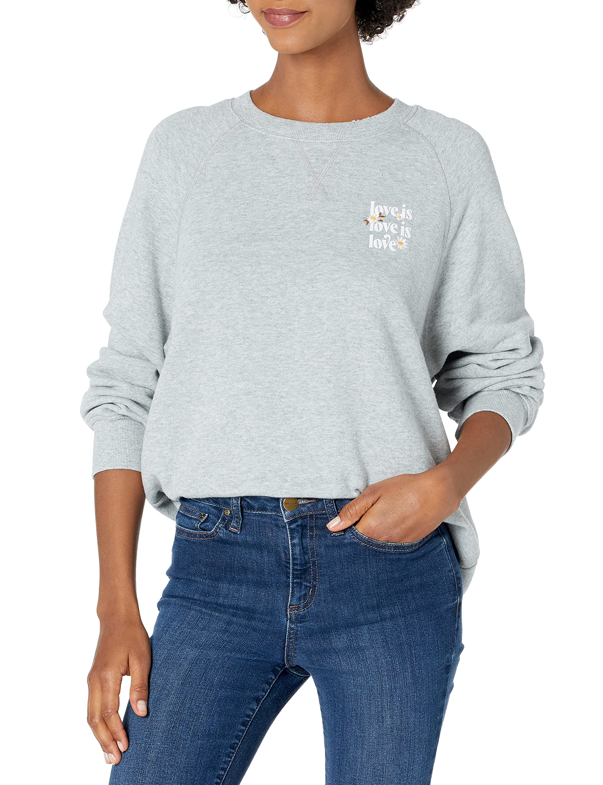 Bandier x Sincerely Jules_The Juniper Crew Neck Sweatshirt Vintage Heather Grey Embroidered-M