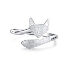 fox ring sterling silver 925 ring for wife friends stackable rings thumb finger rings animal jewelry