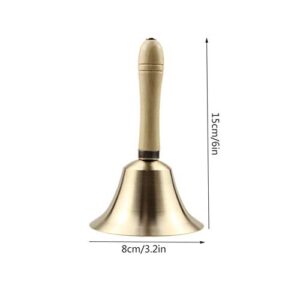 Sopcone Hand Bell Extra Loud Solid Brass Call Bell Handbells with Wooden Handle Multi-Purpose for School, Churchl, Hotel, Christmas and Wedding Service (8cm)