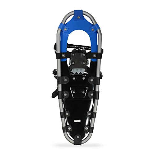 Outbound Men & Women's Lightweight 36 x 8" Adjustable Aluminum Frame Snowshoes with Posi Lock Binding for Secure Fit, Glove Like Binding, Black/Blue