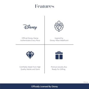 Jewelili Enchanted Disney Fine Jewelry Black Rhodium over Sterling Silver with 1/6 Cttw Diamond and Onyx Maleficent Pendant Necklace