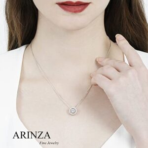 ARINZA Silver Necklace for Women, 1 Carat Dancing Diamond Cubic Zirconia Necklace with 18 Inch Chain, Anniversary Birthday Gifts for Women, Wife, Mom, Girlfriend, Lady