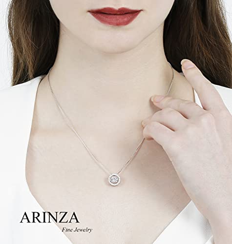 ARINZA Silver Necklace for Women, 1 Carat Dancing Diamond Cubic Zirconia Necklace with 18 Inch Chain, Anniversary Birthday Gifts for Women, Wife, Mom, Girlfriend, Lady