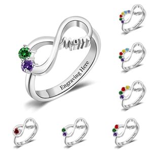 orfan personalized sterling silver infinity mothers rings with 1-6 simulated birthstones family rings for mother grandmother custom christmas gift for mother