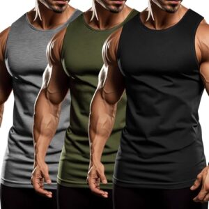 coofandy men's 3 pack workout tank tops sleeveless gym athletic shirts bodybuilding fitness muscle cut off tee shirt