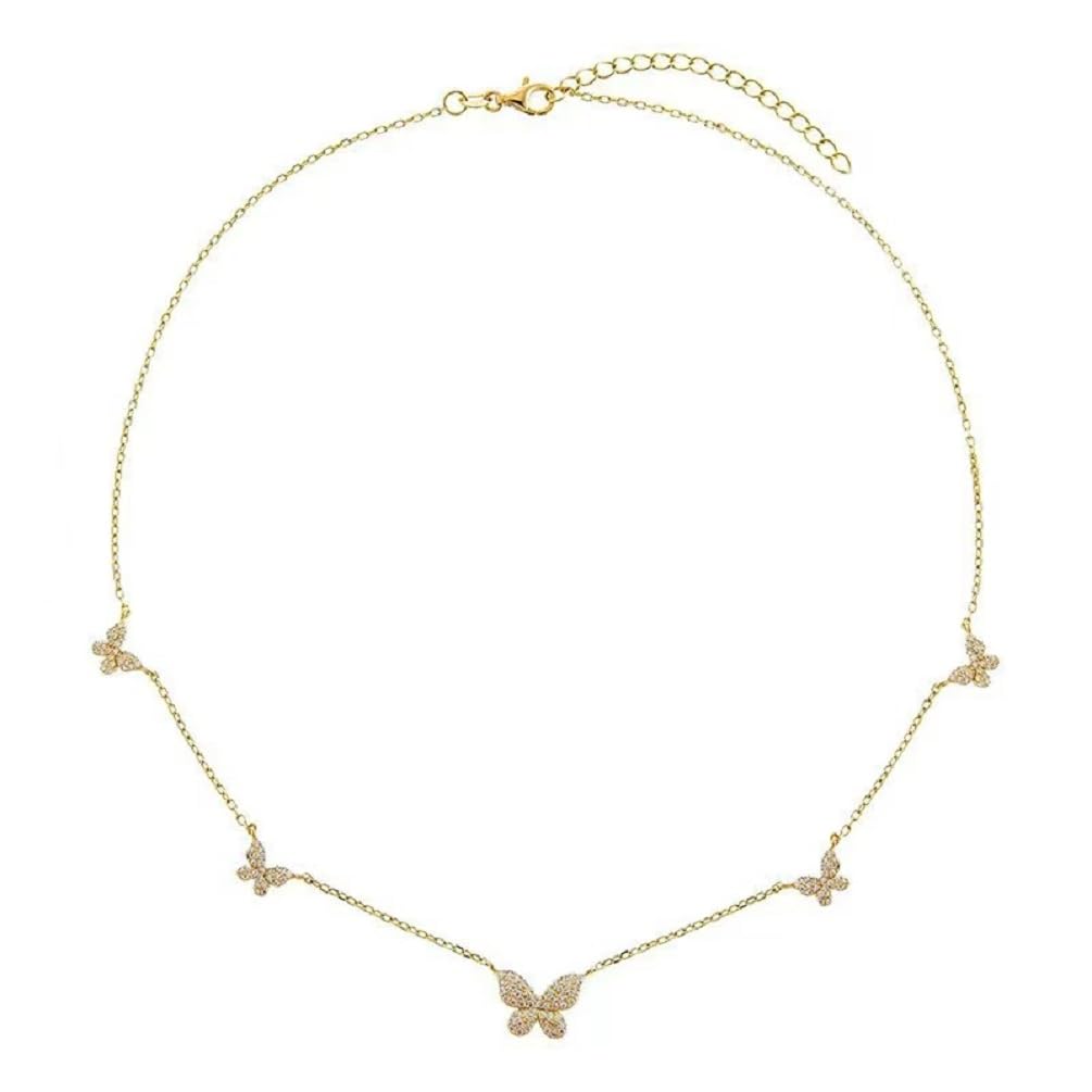 SUNXN Butterfly Necklace Dainty Charm Choker Pendant Necklace for Women Jewelry Birthday Gifts (Gold38)