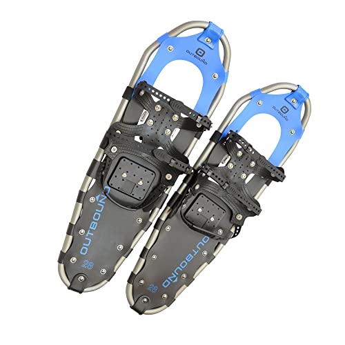 Outbound Men & Women's Lightweight 36 x 8" Adjustable Aluminum Frame Snowshoes with Posi Lock Binding for Secure Fit, Glove Like Binding, Black/Blue