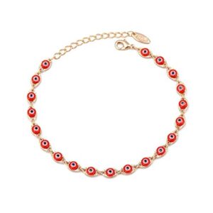 dainty evil eye bracelets enamel beads lucky charms chain ankle bracelet handmade adjustable beaded jewelry for women-red