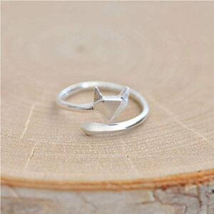 Fox Ring Sterling Silver 925 Ring For Wife Friends Stackable Rings Thumb Finger Rings Animal Jewelry