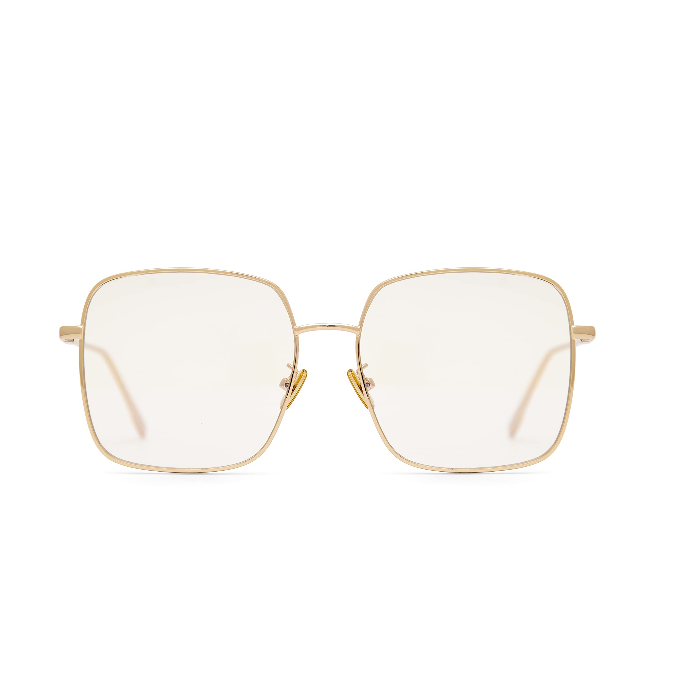 EVEE Square Oversized Anti-Blue Light Glasses For Women with Flat Lenses and Metal Frame - Gold Oversized Square Sunglasses - (Kelly)