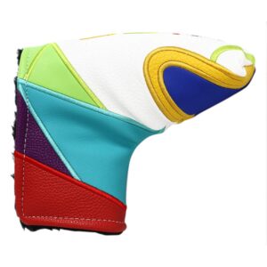 rife golf collectors edition - retro l shape blade putter 70s theme psychedelic colorful groovy style headcover. limited edition tour vintage leather style custom design putter head cover