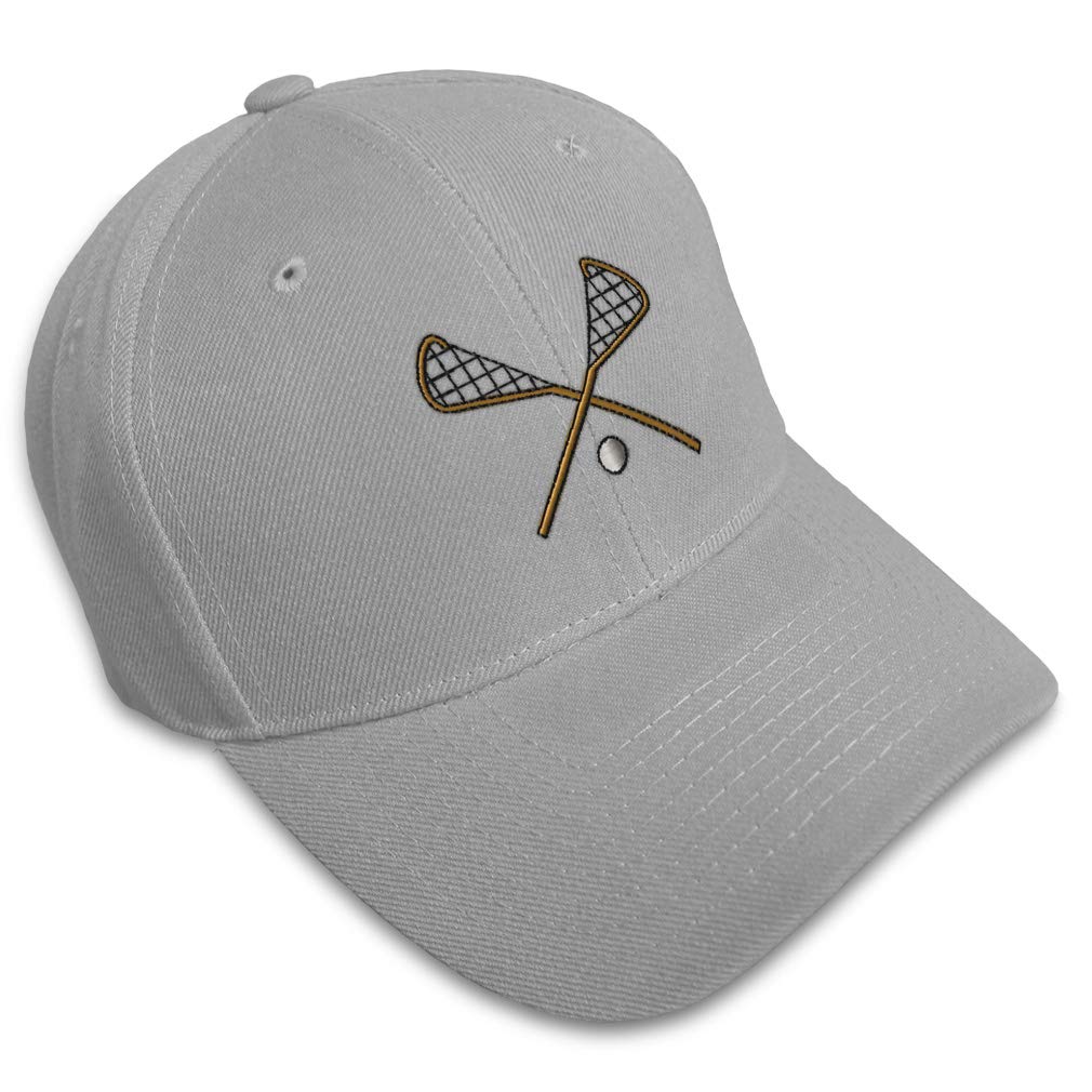 Custom Baseball Cap Lacrosse Sports B Embroidery Lacrosse Acrylic Dad Hats for Men & Women Gray Design Only