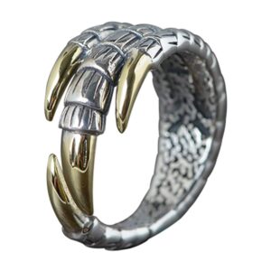 two tone 925 sterling silver eagle claw ring punk jewelry for men open adjustable