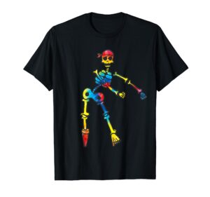 floss dance skeleton pirate | halloween tie dye gift t-shirt