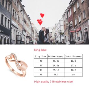 constantlife Cremation Rings for Ashes for Women Inlay Crystal Infinity Love Heart Stainless Steel Urn Ring Jewelry Keepsake (Rose Gold, Customize)