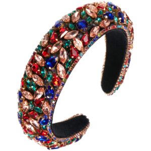 velvet padded crystal rhinestone headband crystal embellished hair hoop retro jewelled hairband hair accessory for women girl wedding parties ceremonies birthday banquet