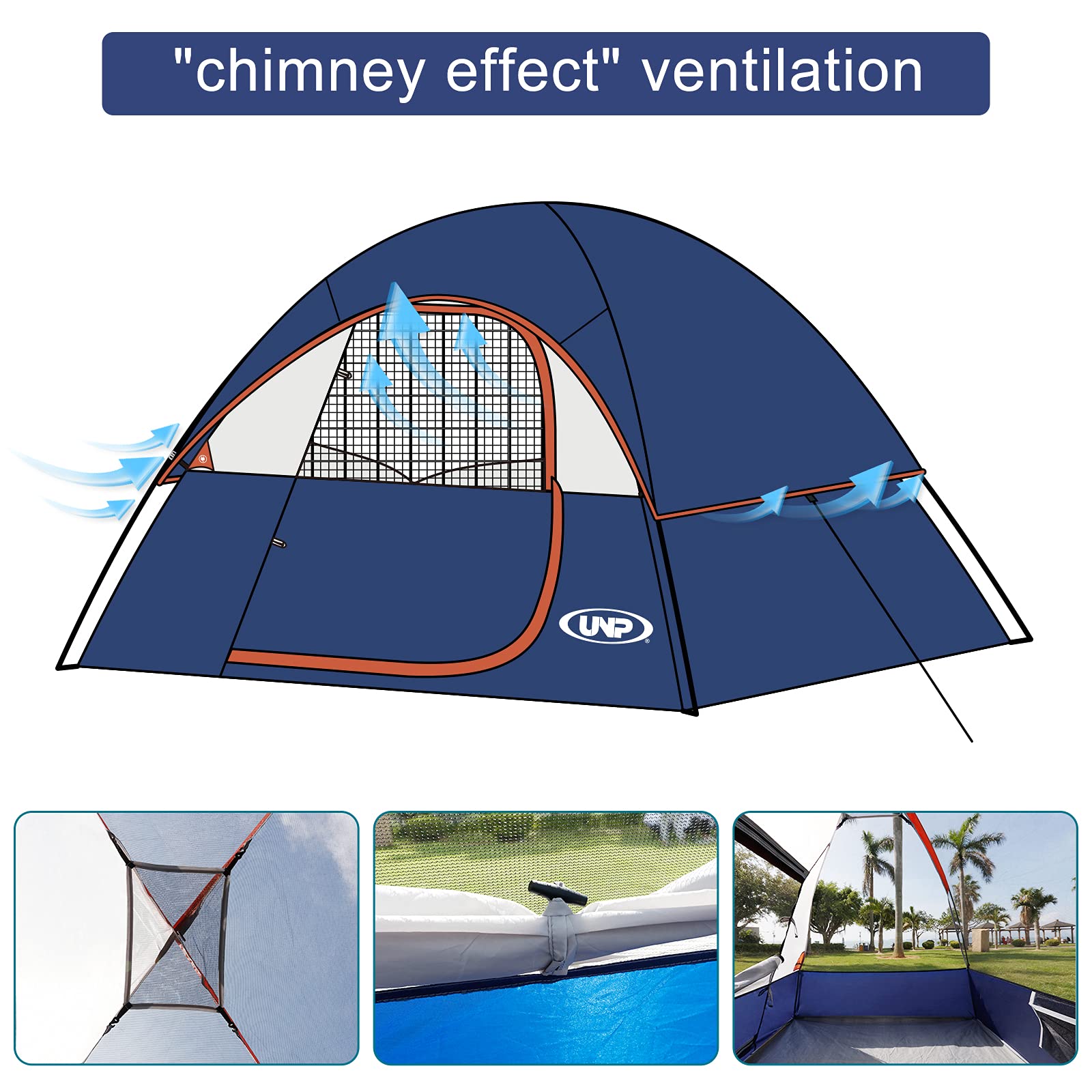 Camping Tent 2 Person, Waterproof Windproof Tent with Rainfly Easy Set up-Portable Dome Tents for Camping