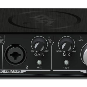 Mackie Onyx Producer 2-2 USB Audio Interface 24-bit/192kHz, with 2 Onyx Mic Preamps, Zero-Latency Direct Monitoring, MIDI I/O, and Software with Gravity Phone Holder and EMB 1/4" and XLR Cable Bundle