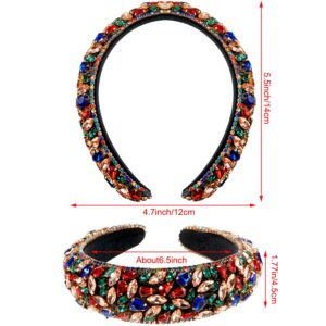 Velvet Padded Crystal Rhinestone Headband Crystal Embellished Hair Hoop Retro Jewelled Hairband Hair Accessory for Women Girl Wedding Parties Ceremonies Birthday Banquet