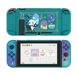 geekshare protective case slim cover case compatible with nintendo switch - shock-absorption and anti-scratch skin case for switch - alchemy cat (for regular switch)