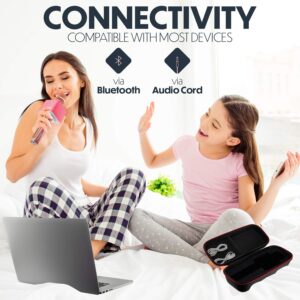 STARUMENT 3 in 1 Wireless Bluetooth Karaoke Microphone with LED Lights, Black Portable Microphone for Kids, Girls and Boys (Rose Gold)