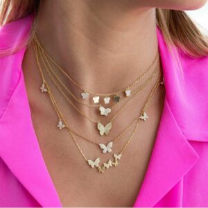 SUNXN Butterfly Necklace Dainty Charm Choker Pendant Necklace for Women Jewelry Birthday Gifts (Gold38)