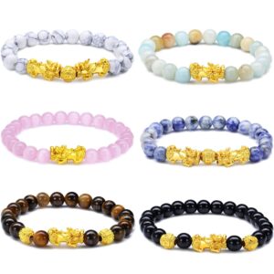 hicarer 6 pieces feng shui bracelets pixiu wealth luck beaded bracelets chinese pi yao dragon charm elastic bracelet amulet bracelet for men women