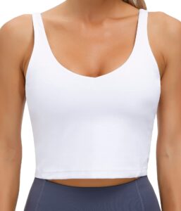 wjustforu women's tank top padded sports bra running workout yoga crop top (x-large, white)