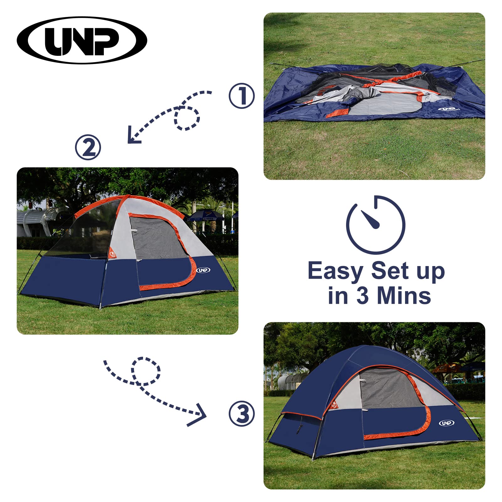 Camping Tent 2 Person, Waterproof Windproof Tent with Rainfly Easy Set up-Portable Dome Tents for Camping