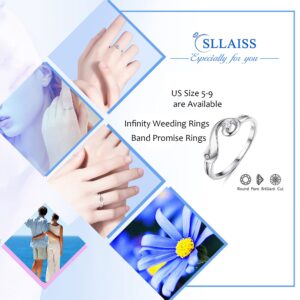 Sllaiss Cubic Zirconia Infinity Rings for Women CZ Promise Engagement Band Rings 925 Sterling Silver Wedding Ring Size 5-9 (7)