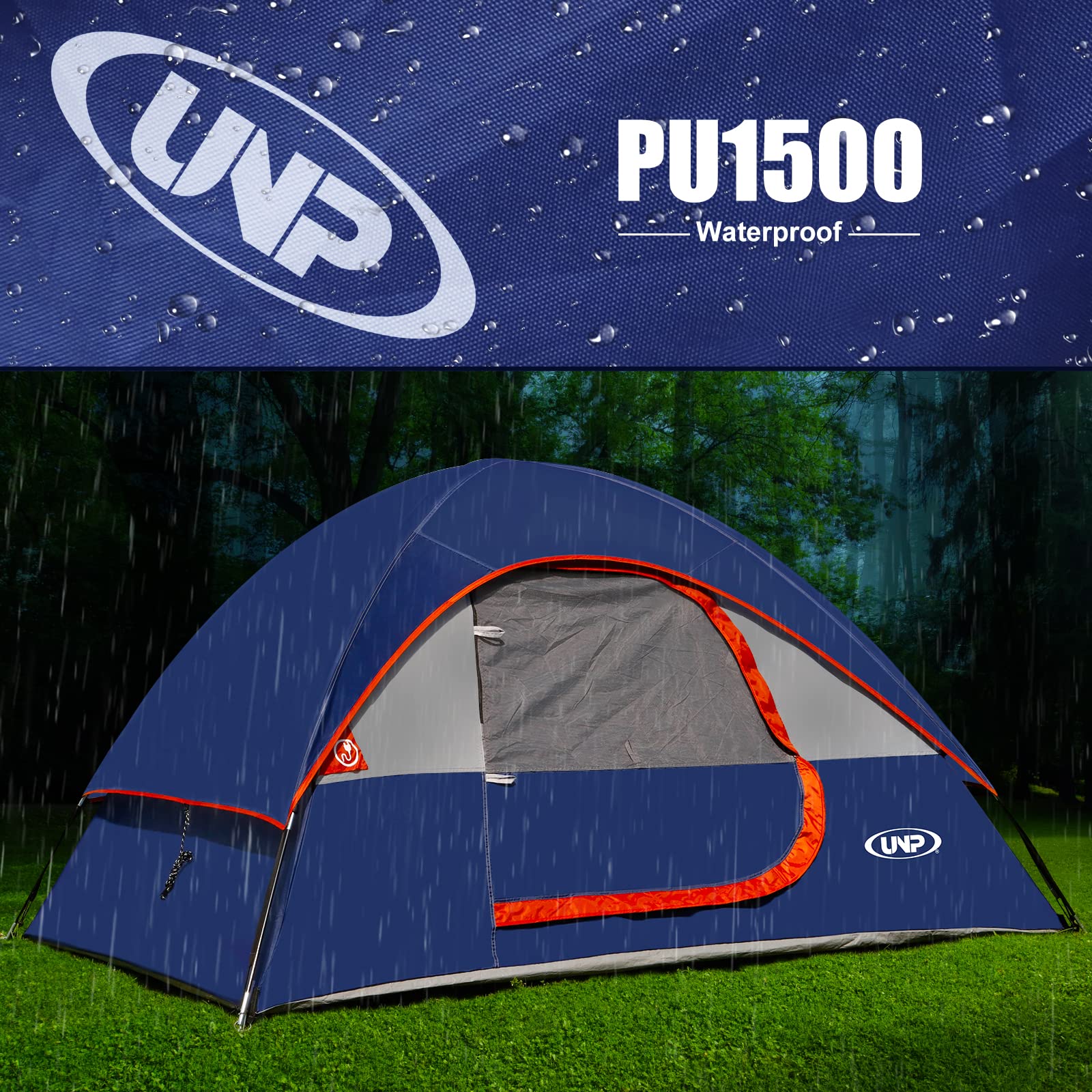 Camping Tent 2 Person, Waterproof Windproof Tent with Rainfly Easy Set up-Portable Dome Tents for Camping