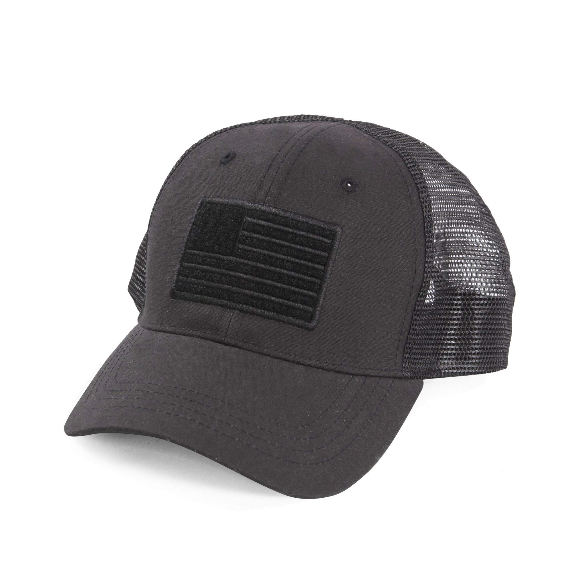 HIGHLAND TACTICAL American Flag - Trucker Mesh Hat Black