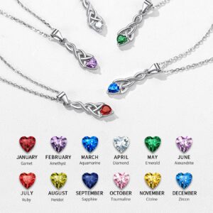 ChicSilver 925 Sterling Silver Irish Celtic Necklace March Birthstone Heart Ocean Blue Aquamarine Pendant Necklace Celtic Knot Jewelry for Women