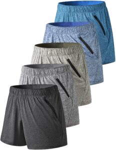 5 pack: womens workout gym shorts casual lounge set, ladies active athletic apparel with zipper pockets (set 2, large)