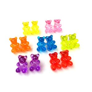 gummy bears earring set cute colorful candy color twinkling bear animal drop dangle earring stud for women jewelry-c