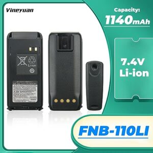 Vineyuan 7.4V 1140mAh FNB-110LI Replacement Battery for Standard Horizon HX290 HX290S Boat Marine Radios Battery with Belt Clip