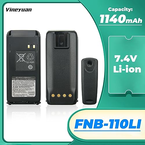 Vineyuan 7.4V 1140mAh FNB-110LI Replacement Battery for Standard Horizon HX290 HX290S Boat Marine Radios Battery with Belt Clip