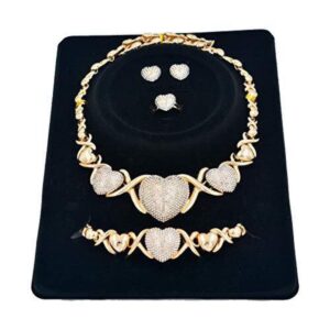 Giffor 14K Gold Filled Jewelry Set Necklaces For Women Bracelets Stud Earrings And Rings Sweetheart Gifts