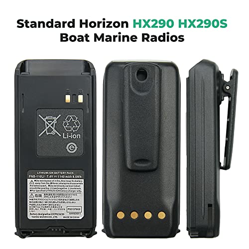 Vineyuan 7.4V 1140mAh FNB-110LI Replacement Battery for Standard Horizon HX290 HX290S Boat Marine Radios Battery with Belt Clip