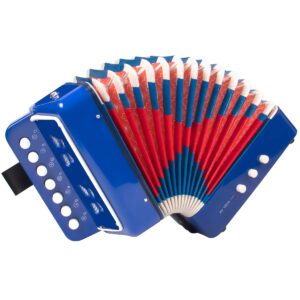 button accordion, horse 10 keys control kids accordion musical instruments for kids children beginners lightweight and environmentally-friendly (blue)