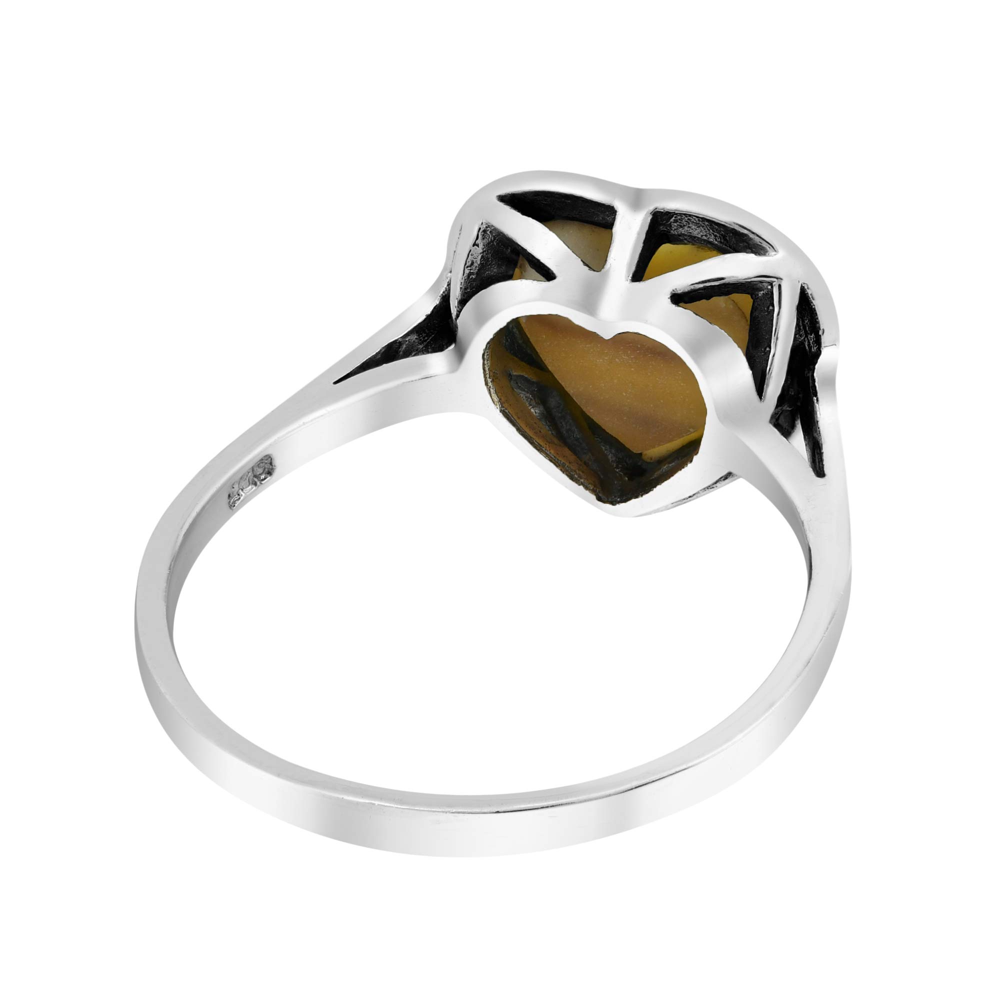 AeraVida Heart of Compassion White Mother of Pearl Inlay .925 Sterling Silver Ring (8)