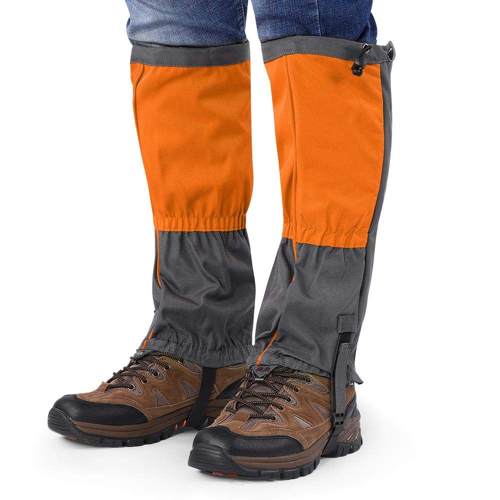 RiToEasysports Leg Gaiters Waterproof Snow Boot Gaiters for Outdoor Backpacking Climbing Fishing Hunting(Orange)