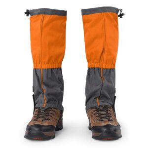 ritoeasysports leg gaiters waterproof snow boot gaiters for outdoor backpacking climbing fishing hunting(orange)