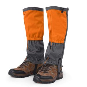 RiToEasysports Leg Gaiters Waterproof Snow Boot Gaiters for Outdoor Backpacking Climbing Fishing Hunting(Orange)