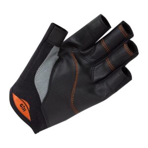 Gill Championship Sailing Gloves - Short Finger with 3/4 Length Fingers- Dura-Grip Fabric 50+ UV Sun Protection & Water Repellent - Black